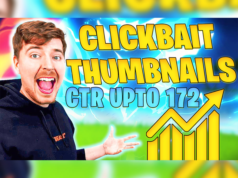 Attractive eye-catching viral clickbait youtube thumbnail design in 1 ...