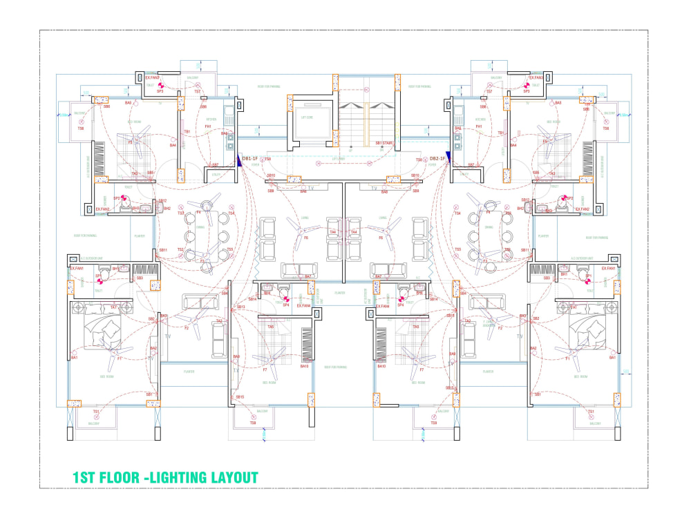 Lighting and small power layout design and drawing in AutoCAD | Upwork