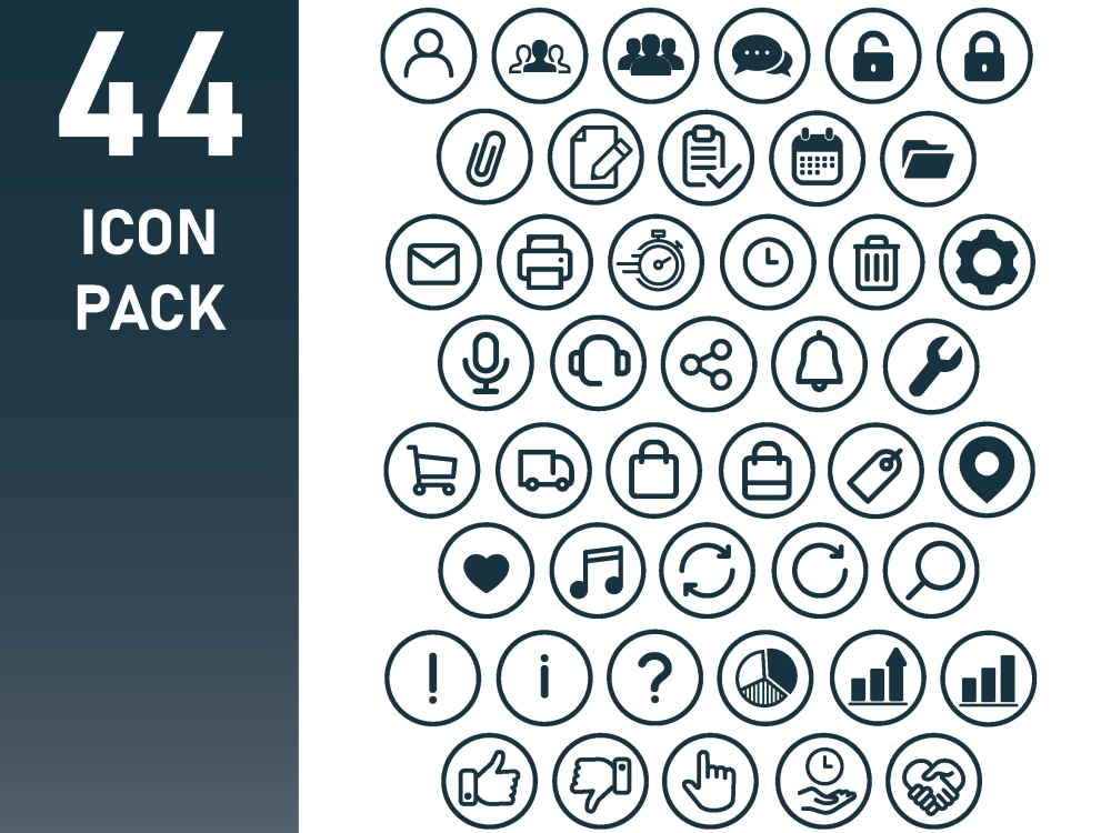 Clean 44pcs icon pack | Upwork