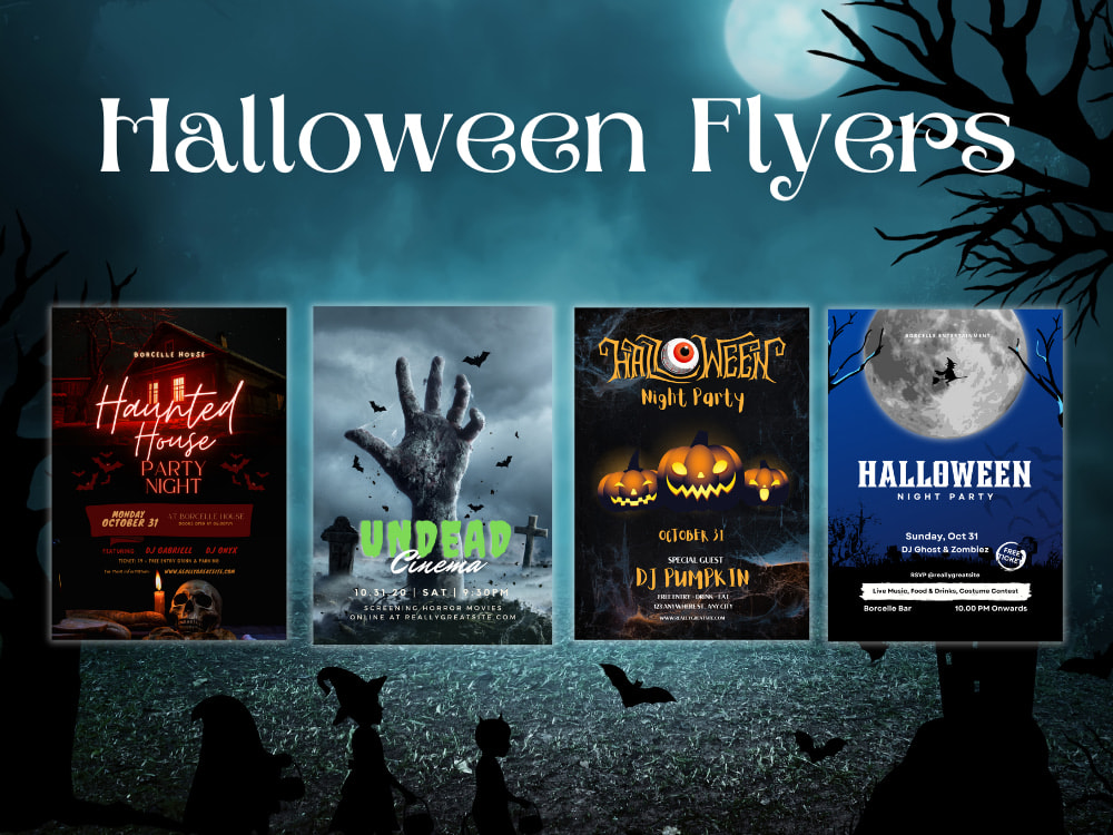 Animated flyer, event or party flyer for Halloween and costume party ...