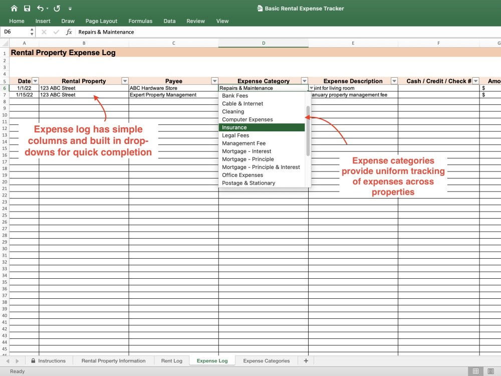 A basic rental property income and expense tracker in Excel | Upwork