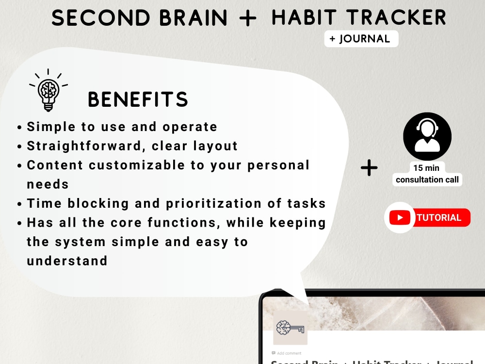 Notion template - Second Brain, Habit Tracker + Notion Consultation ...