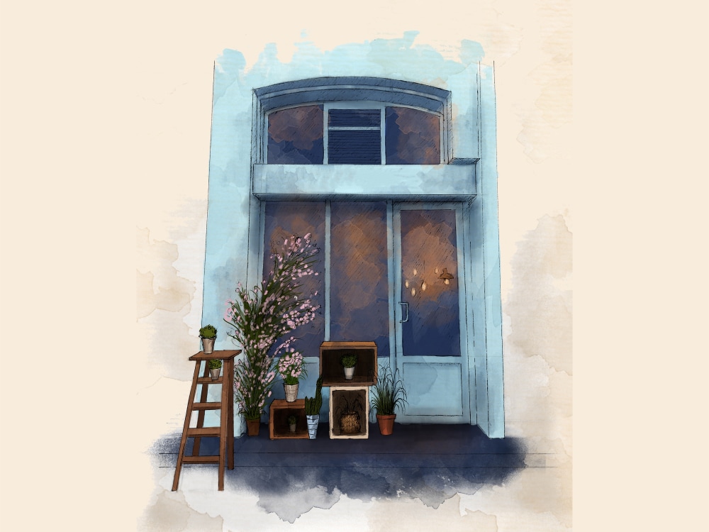A hand drawn digitally colored sketch of any architecture/scene | Upwork
