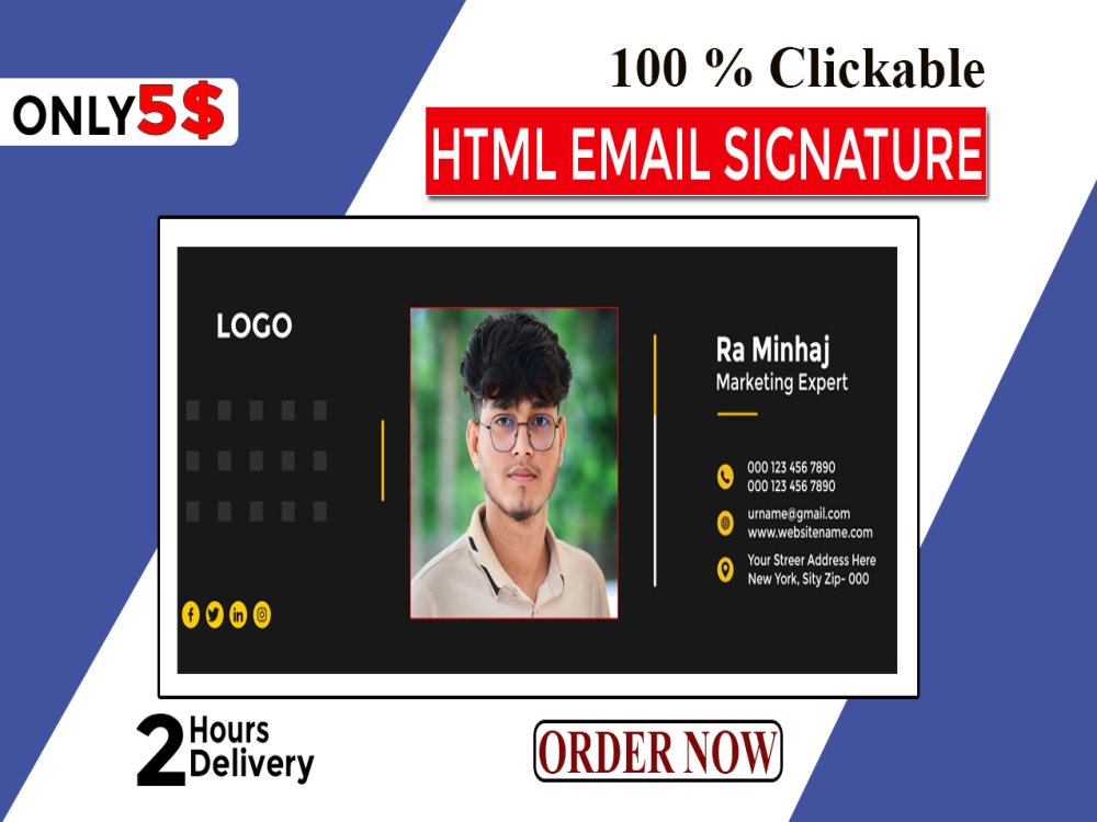 Clickable email signature with Social icons | Upwork