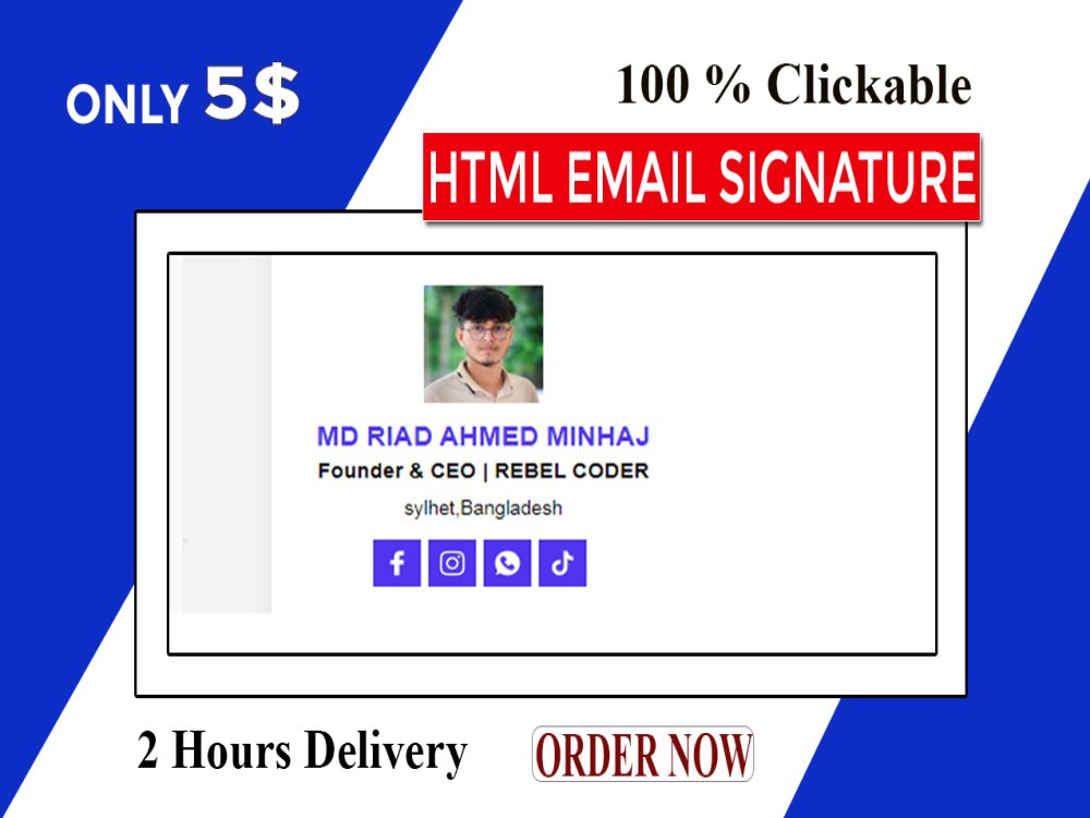 Clickable email signature with Social icons | Upwork