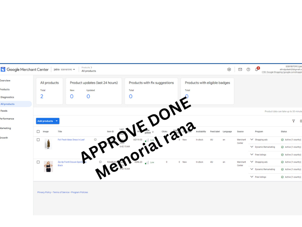 Setup, reactive, fix google merchant center suspension or ...