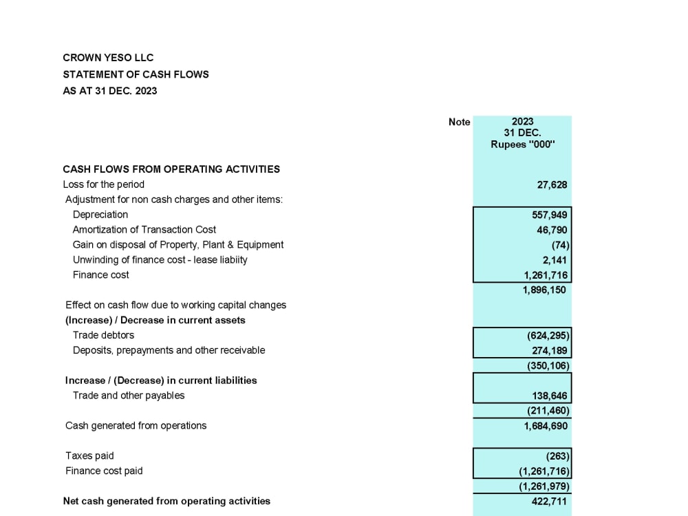 Complete Set of Financial Statements including Notes | Upwork
