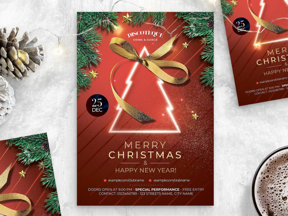 A christmas flyer,christmas card,new year card,invitation card,holiday ...