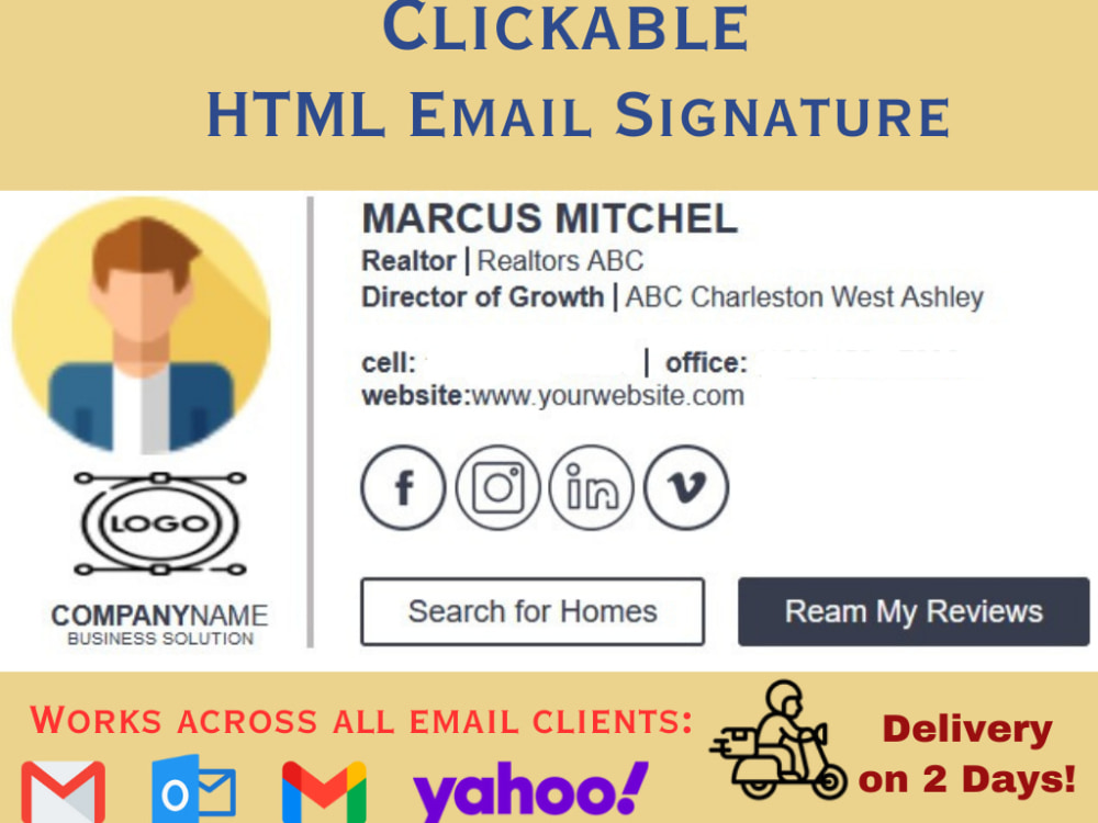 A Professional responsive HTML Email Signature to all email supported. | Upwork