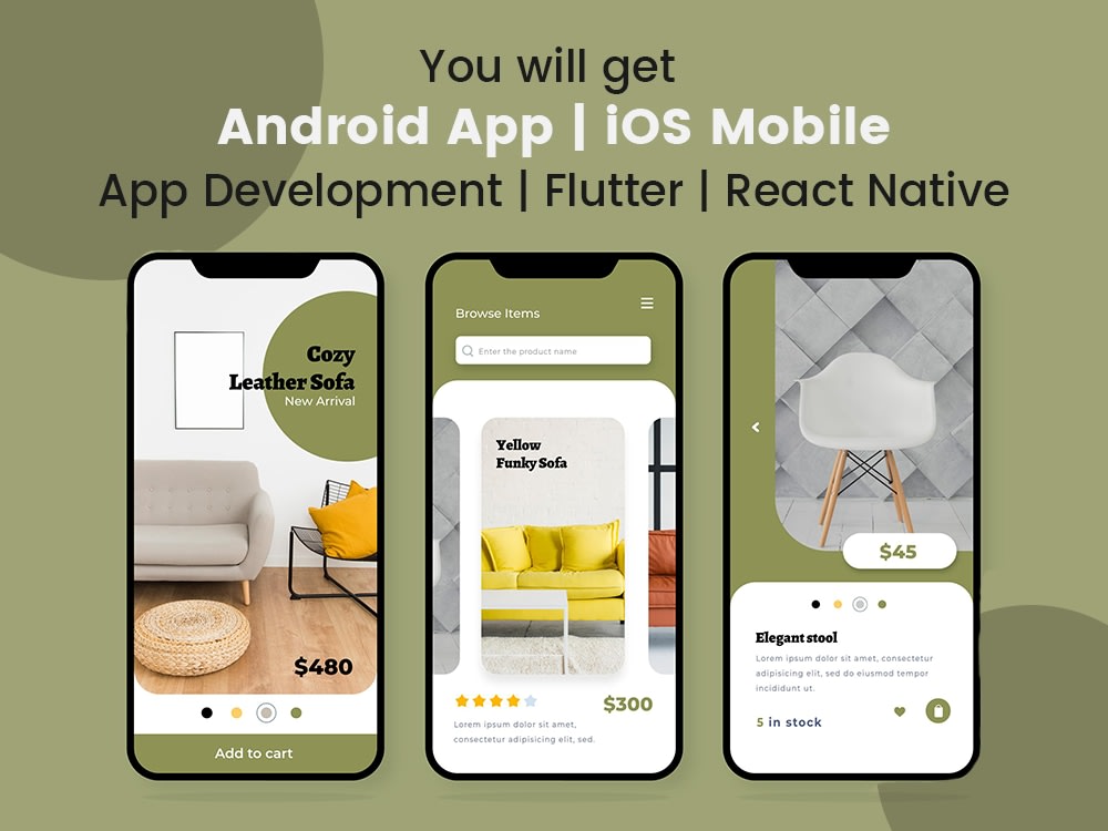 Android And Ios Mobile App Development Flutterdart React Native