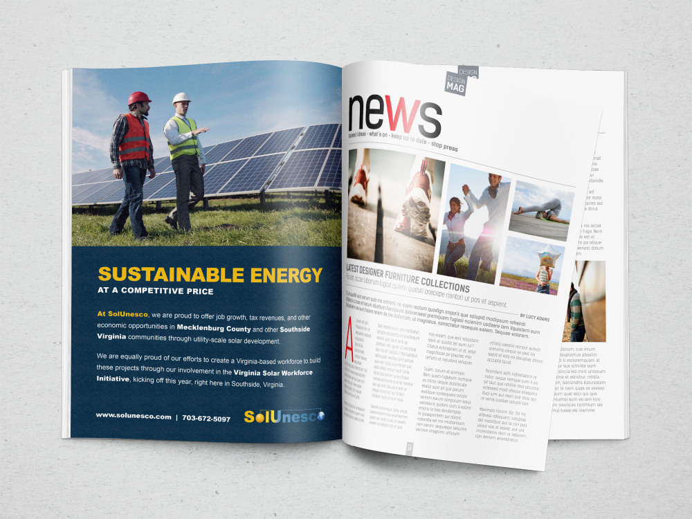 A clean professional magazine/print ad | Upwork