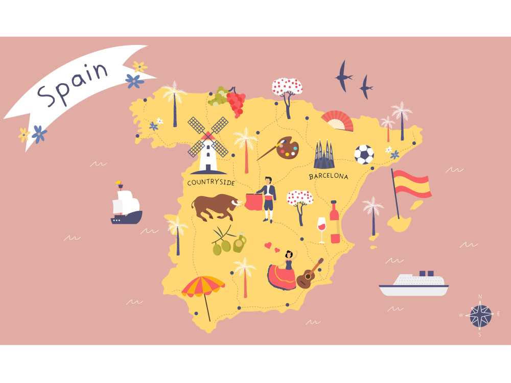 Cute detailed map illustration, fantasy map, cartogram, flow map, heat ...