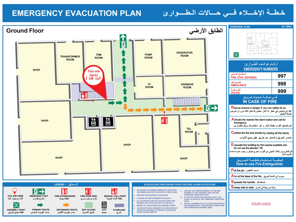 A 3D Emergency Evacuation Plan or Fire Safety Diagram for your floors ...
