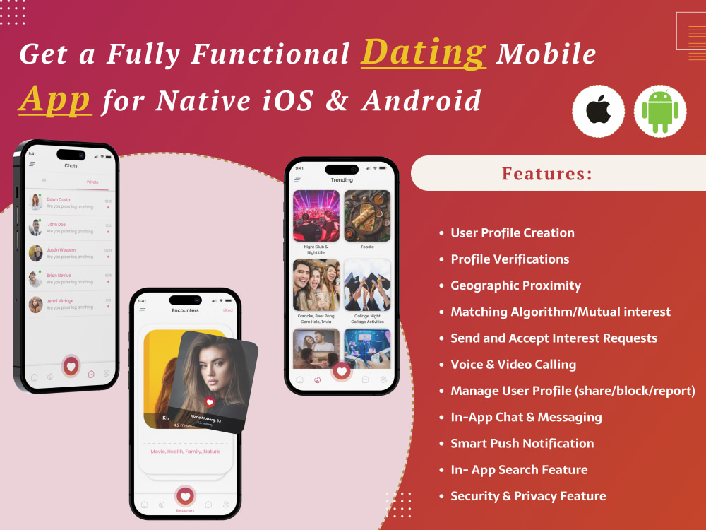 A fantastic Dating mobile app for Native iOS & Android | Upwork