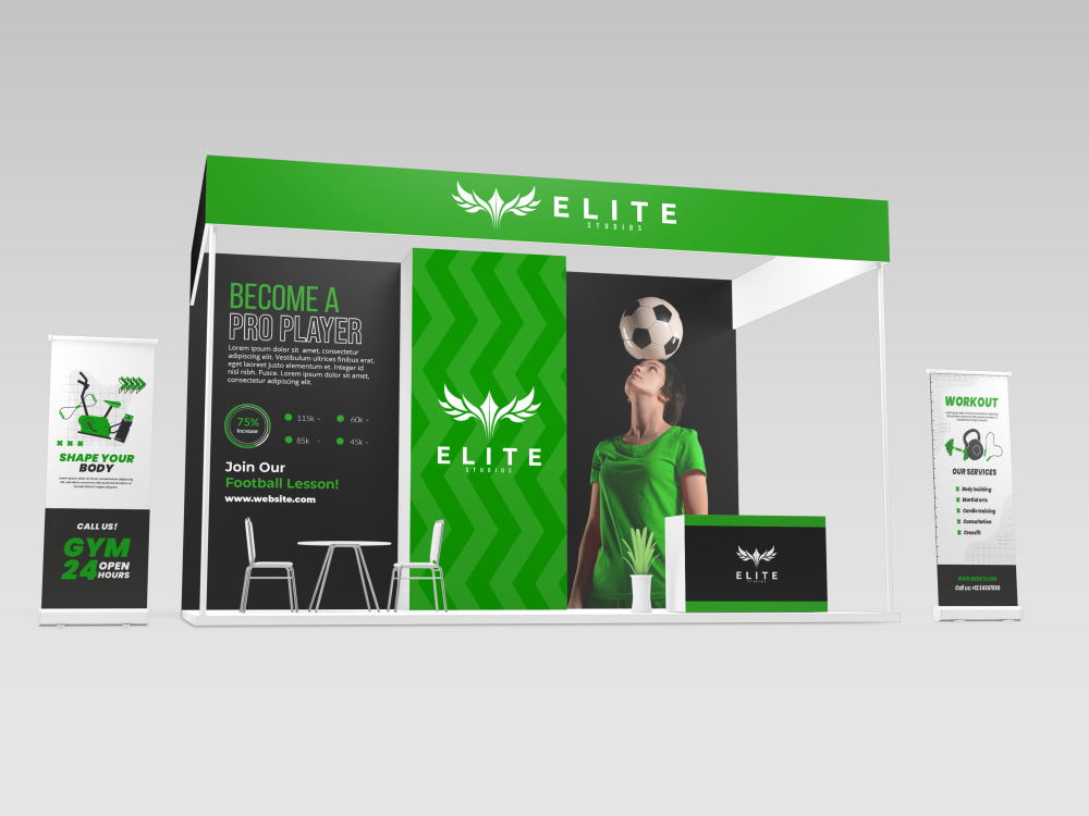 Printable trade show booth, backdrop for exhibition, banner, vector ...