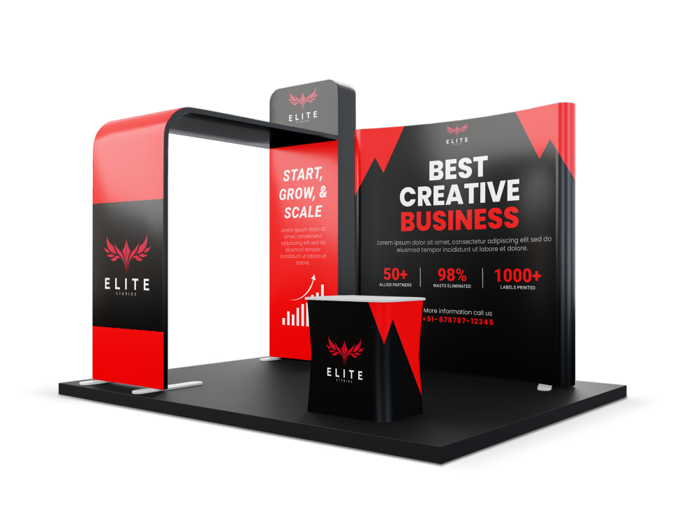 Printable trade show booth, backdrop for exhibition, banner, vector ...