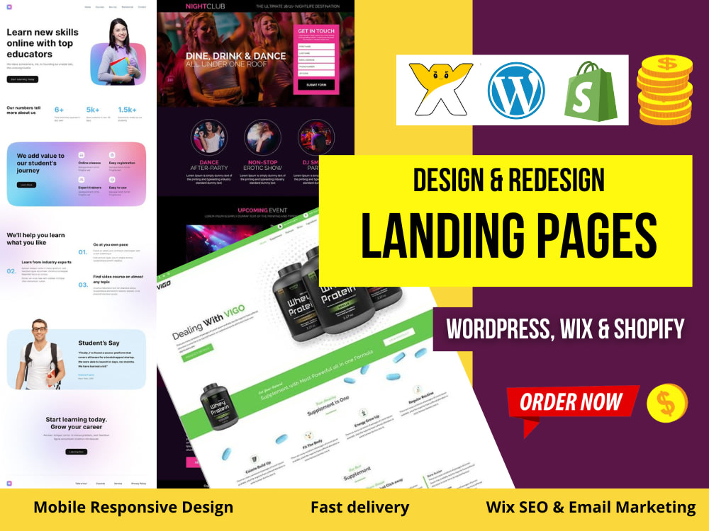 Clean and Responsive Landing Page Design on WordPress, Wix, or Shopify ...