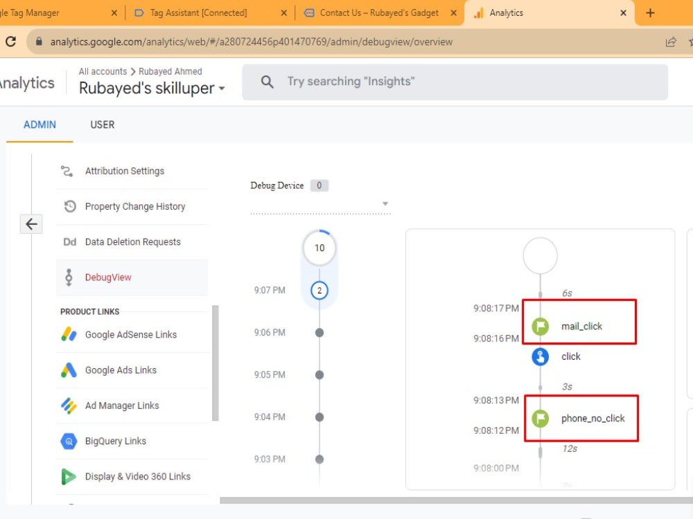 GA4 Custom Events Tracking, Button Click, Phone no Click, Email Click | Upwork