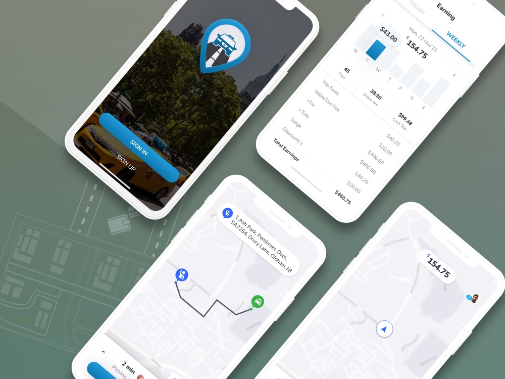 A Fantastic Uber-like Taxi Ride-Hailing App UI Design | Upwork
