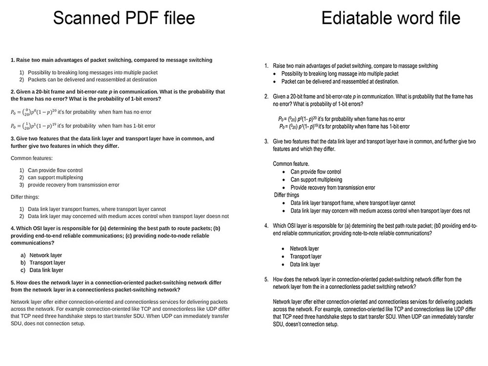 PDF/JPEG/JPG/scanned PDF converted to Microsoft Word or Microsoft Excel ...
