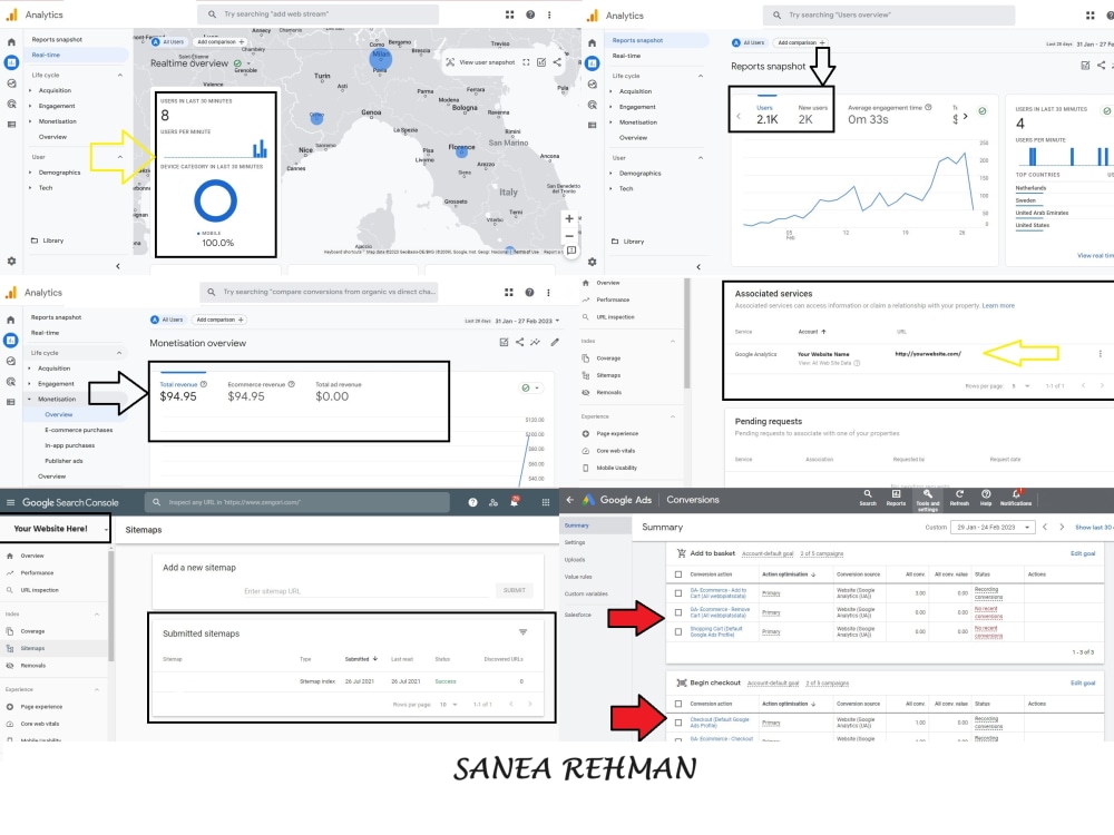 Fantastic setup that includes GA-4, GTM, Google Ads, GSC and FB Pixel Setup | Upwork