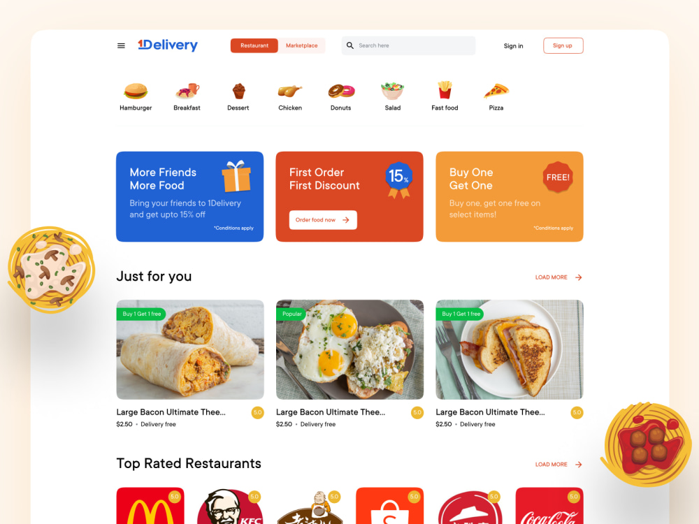Any kind of UI/UX design service for food & restaurant company | Upwork