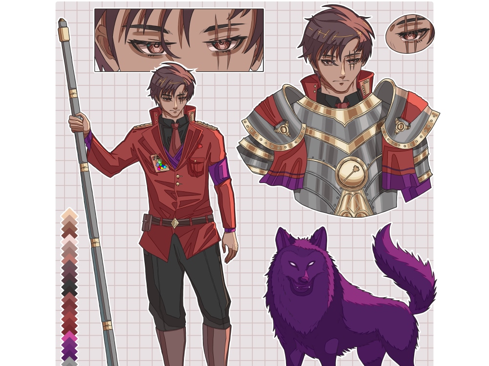 A cel-shaded character sheet | Upwork