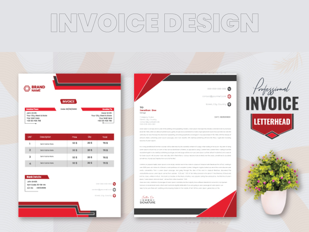 Professional invoice, letterhead, rate list, and receipt design | Upwork