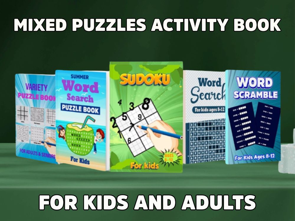 Sudoku crossword maze word search puzzle activity book design | Upwork