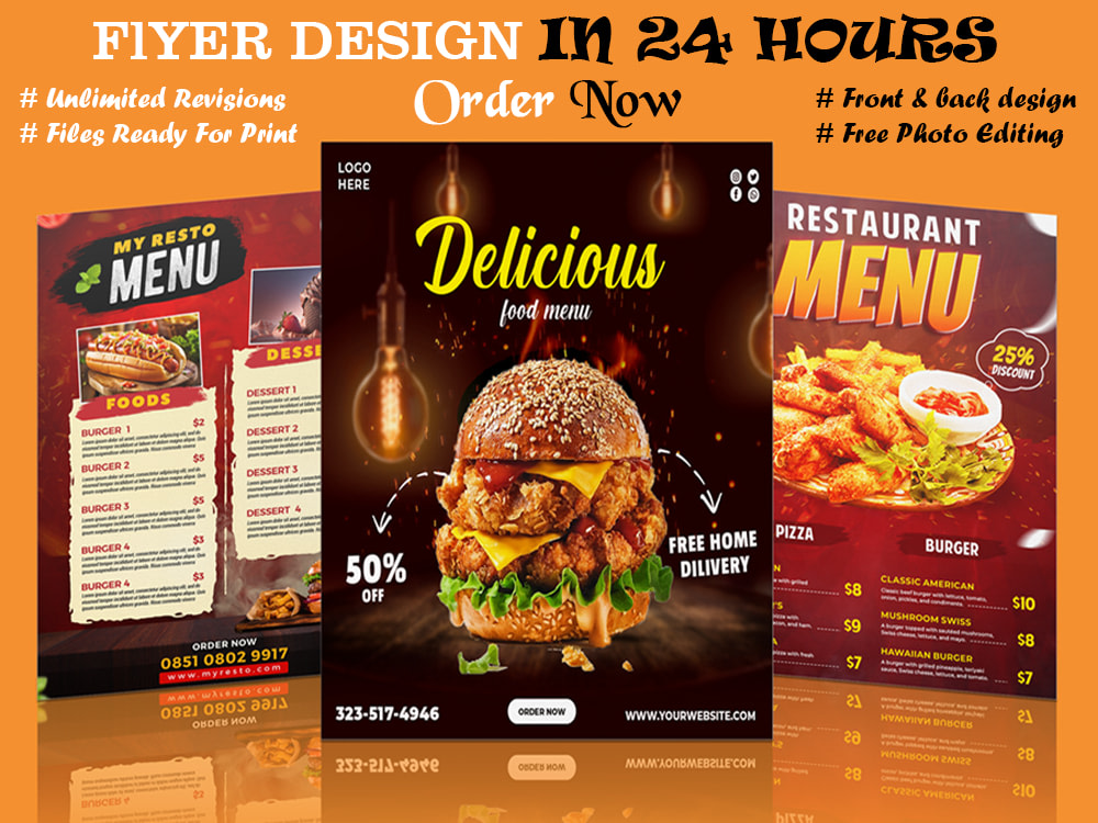 Eye-Catching Food Menu, Restaurant Menu, Food Flyer In 24 Hours | Upwork
