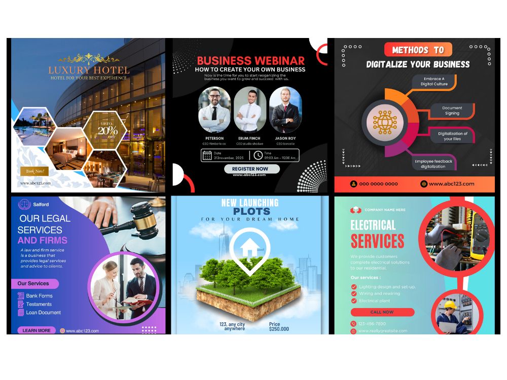 Social media posts, Instagram posts, brochures, Flyers and Facebook ads ...