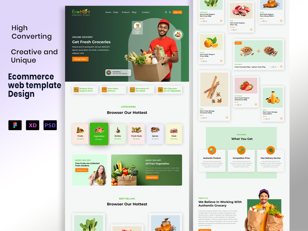Ecommerce website design in PSD, XD or Figma source file format | Upwork