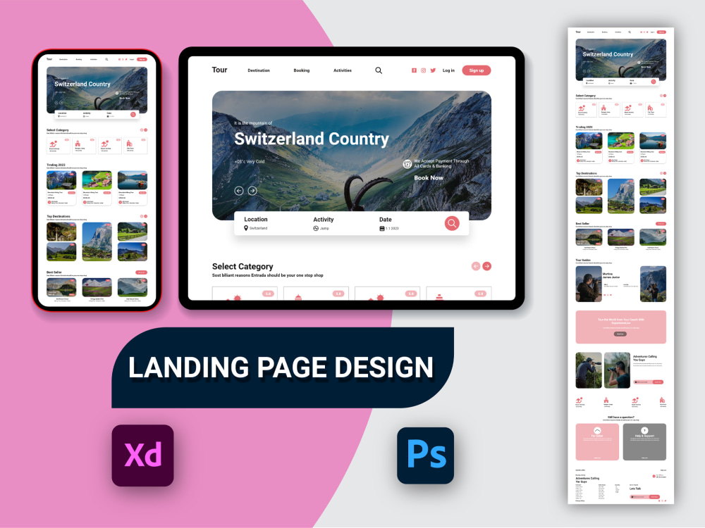 Website UI UX and landing page design in Adobe XD, photoshop | Upwork