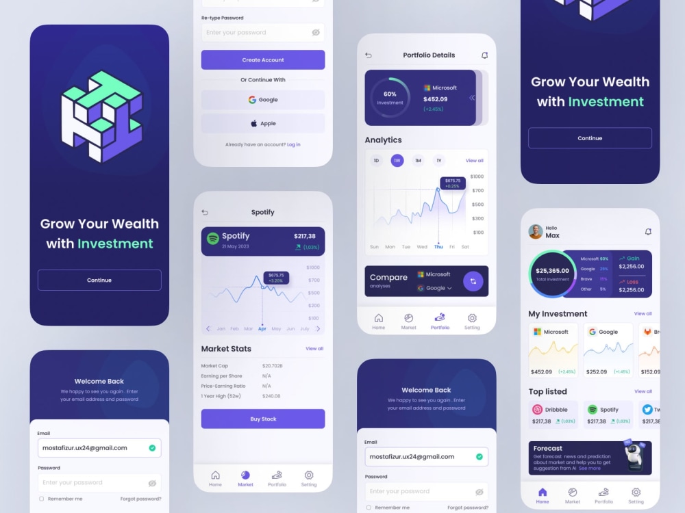 Modern mobile app or website UX UI design with wireframe, prototype ...