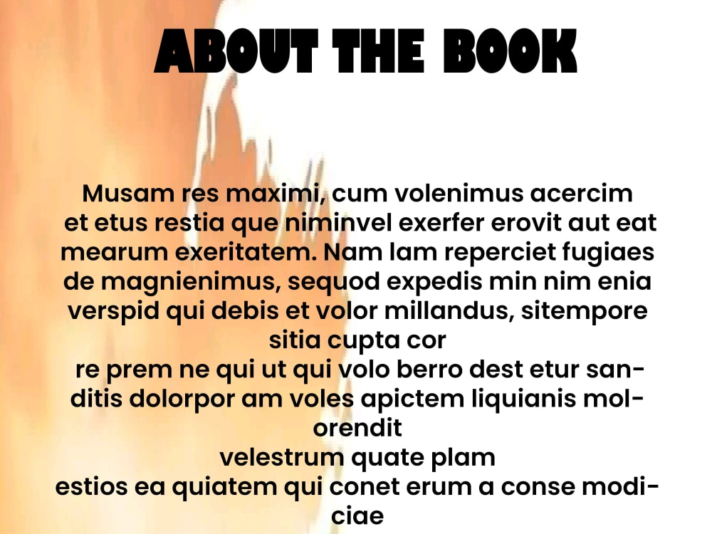 A collections of designs like book cover, magazine covers, flyers etc ...