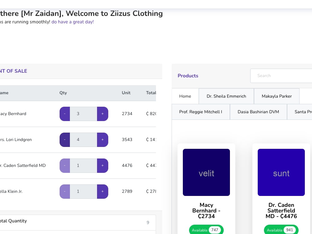 A point of sale system with carting, dashboard, and detailed receipts ...