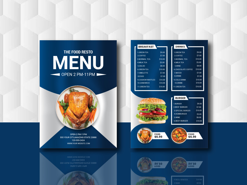 Eye-catching restaurant menu, food menu, price list, restaurant flyer ...
