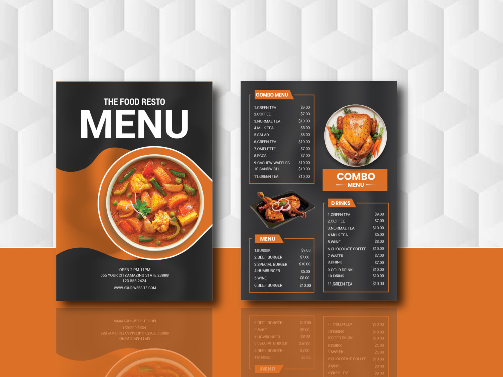 Eye-catching restaurant menu, food menu, price list, restaurant flyer ...