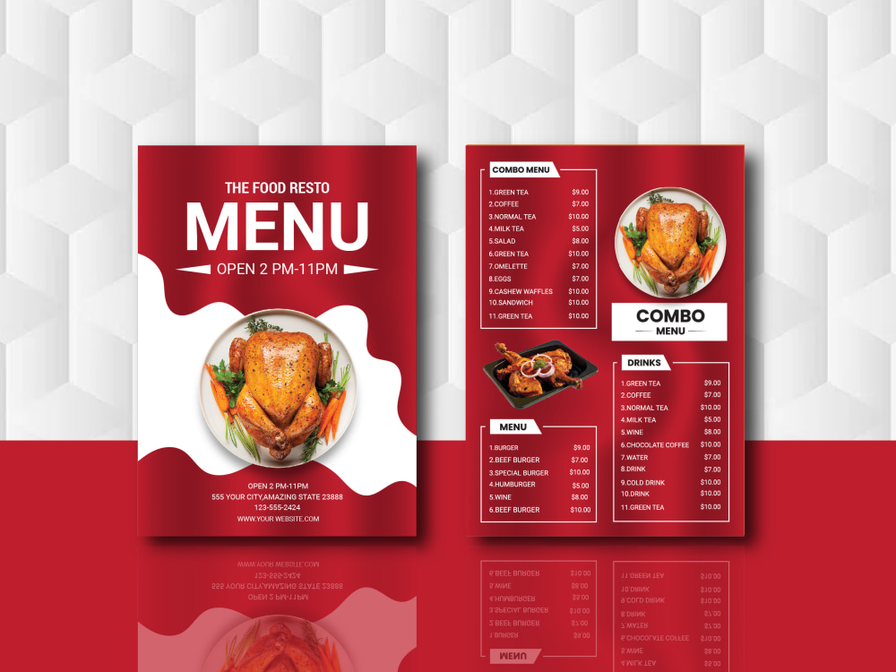 Eye-catching restaurant menu, food menu, price list, restaurant flyer ...