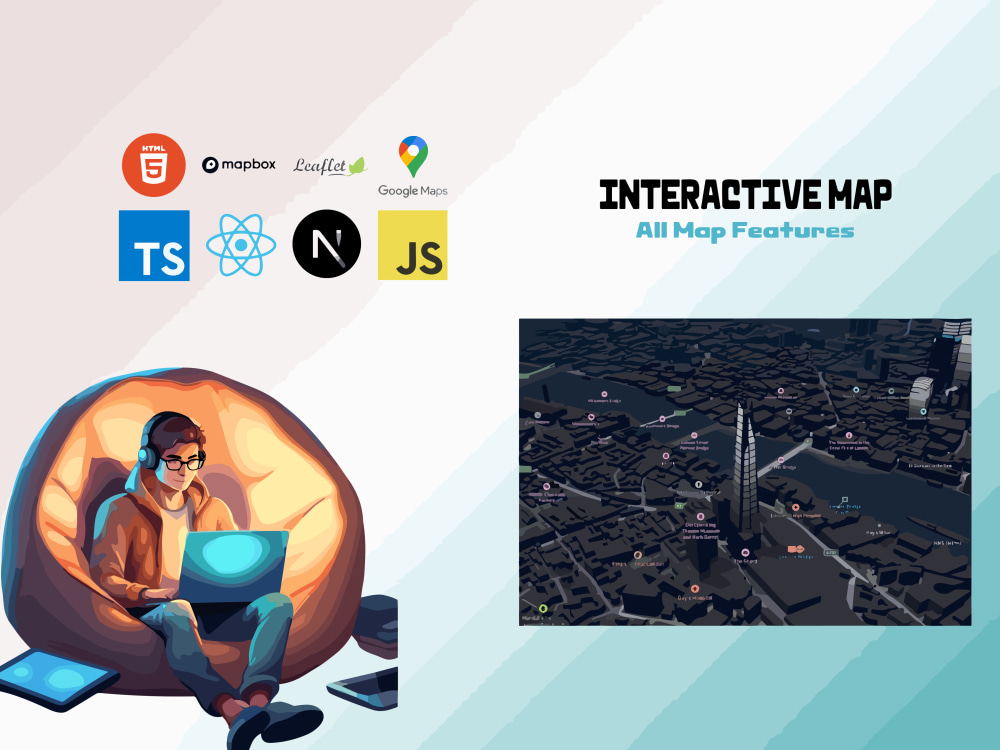 Interactive map by leaflet, Mapbox or Google Maps. | Upwork