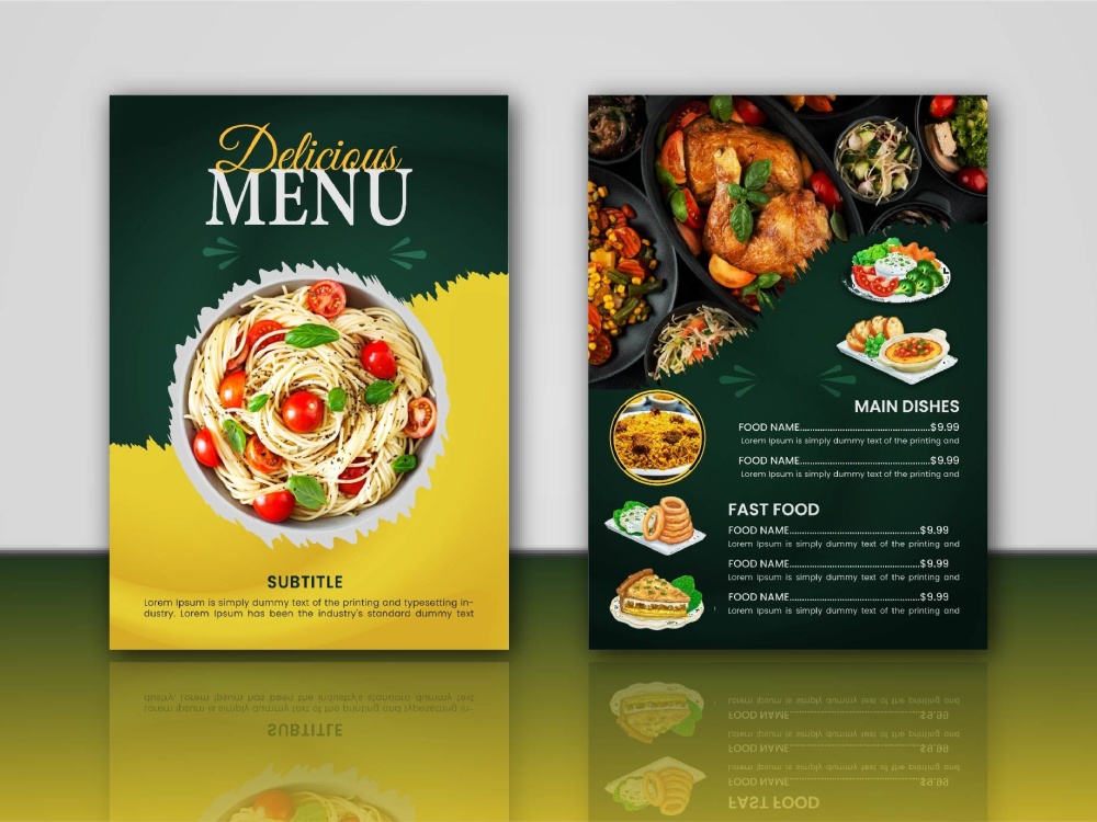 Food menu, eye-catching restaurant menu, cafe menu, food flyer design ...