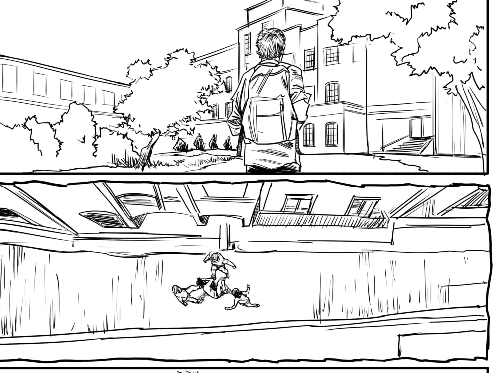 An excellent comic book page design, graphic novel, anime manga ...