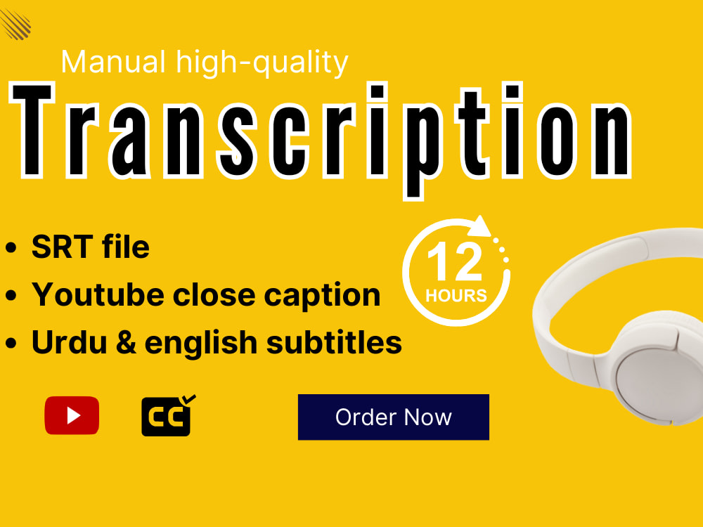 English transcription and transcribe audio or video to text within 12 ...