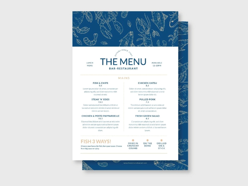 Clean and elegant menu design | Upwork