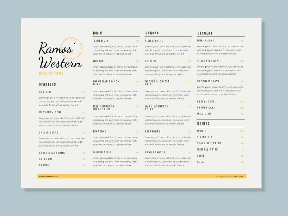 Clean and elegant menu design | Upwork