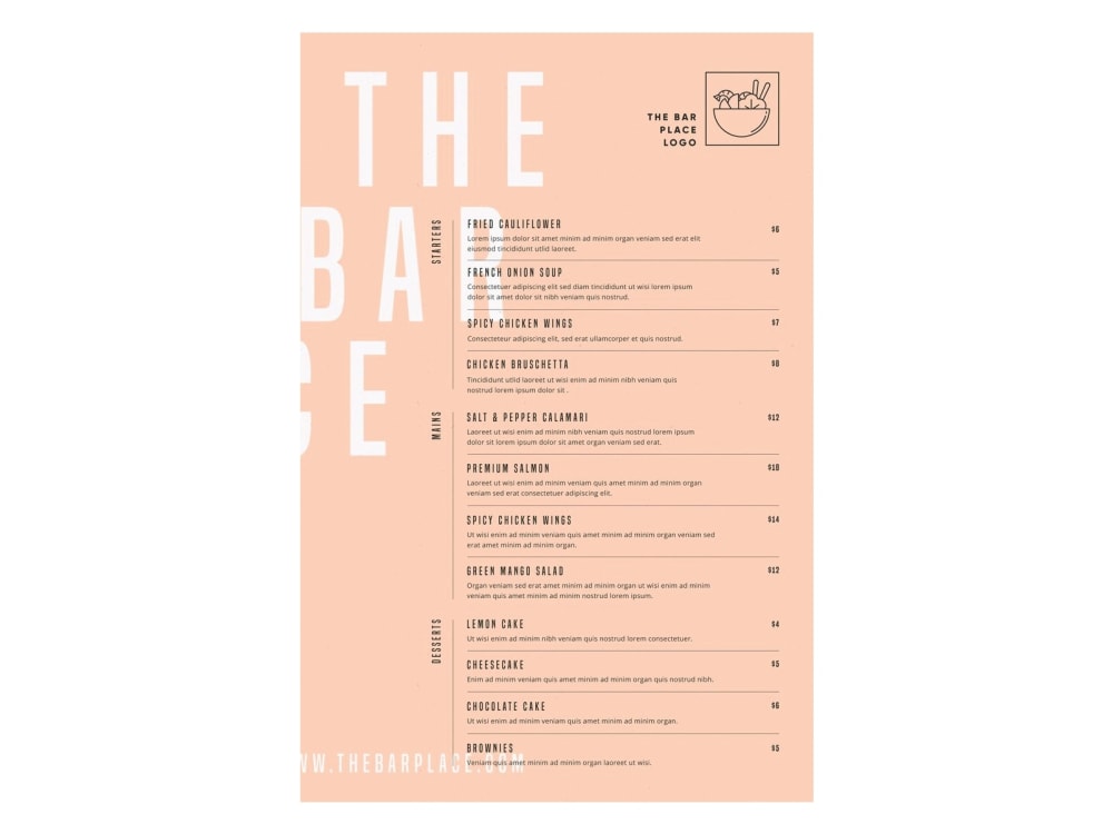 Clean and elegant menu design | Upwork