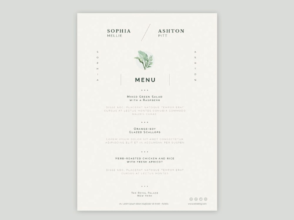 Clean and elegant menu design | Upwork