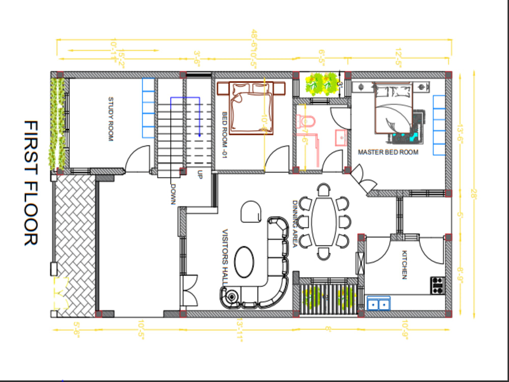 A 2d floor plan with all details | Upwork