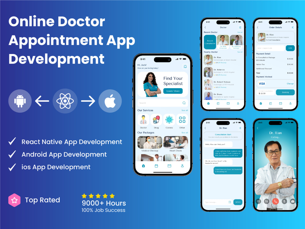 A Doctor on Demand App using React Native| Teladoc | Mobile App ...