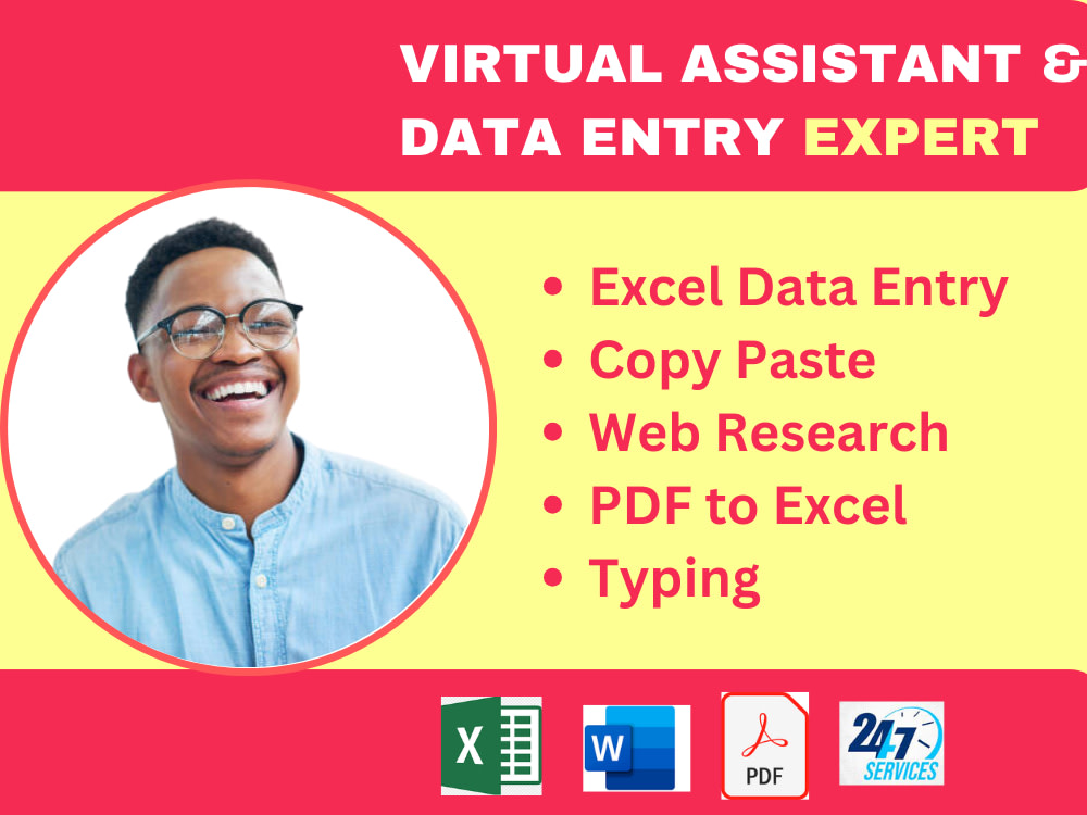 Virtual assistant for Excel data entry, manual typing, PDF to Word & Excel | Upwork